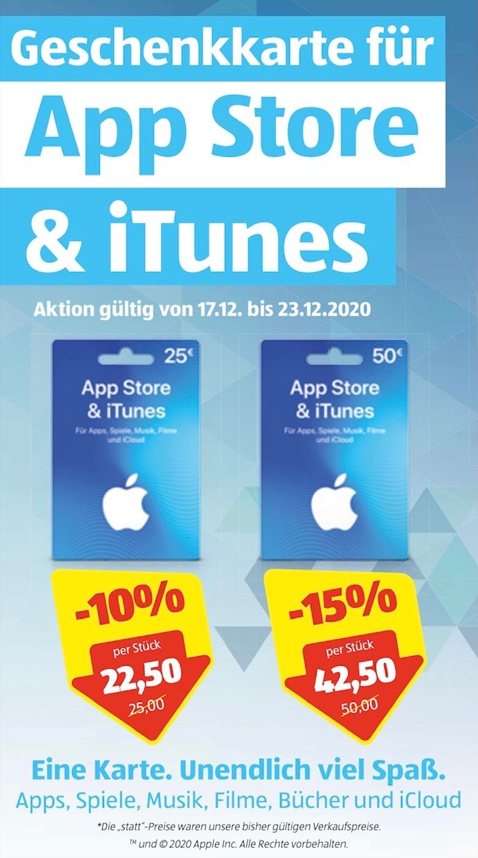Hofer: Bis zu 15% Ersparnis auf Apple Gift Cards